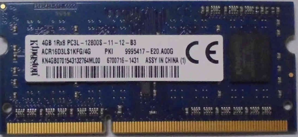 4GB 1Rx8 PC3L-12800S-11-12-B3 Kingston – Arbeitsspeicher RAM