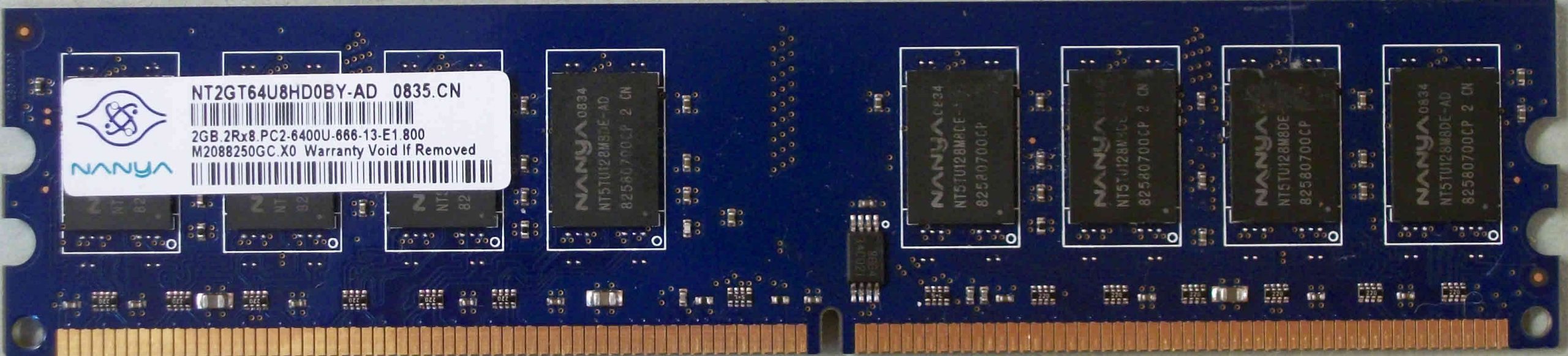 2GB 2Rx8 PC2-6400U-666-13-E1.800 Nanya – Arbeitsspeicher RAM